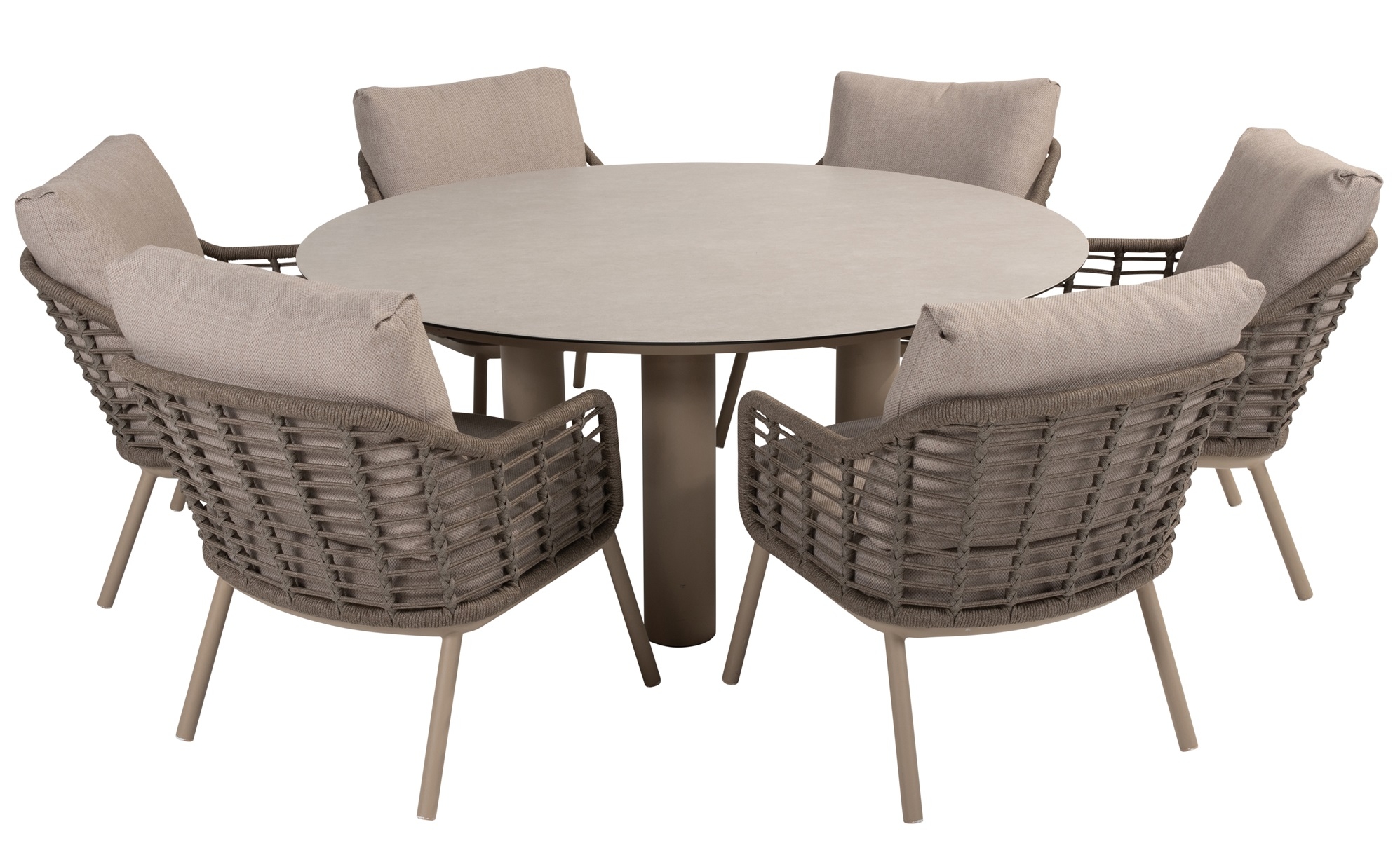Taste Puglia 7-delige low dining set rope latte - Rijkenberg Tuinmeubelen